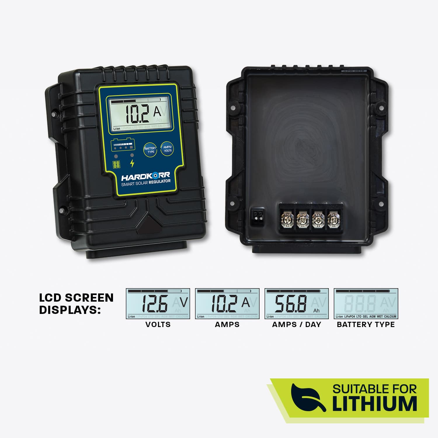 15A Waterproof Lithium-Compatible PWM Solar Regulator